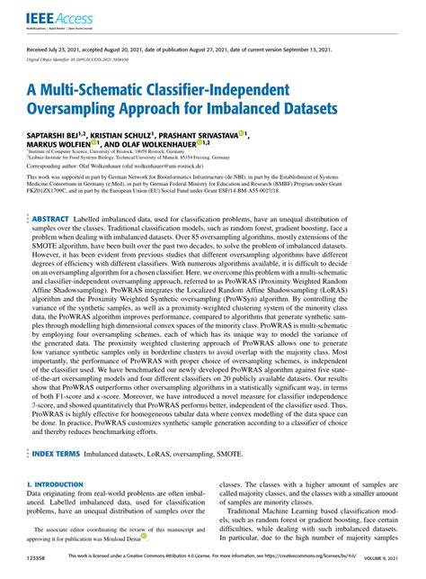 Pdf A Multi Schematic Classifier Independent Oversampling Approach For Imbalanced Datasets