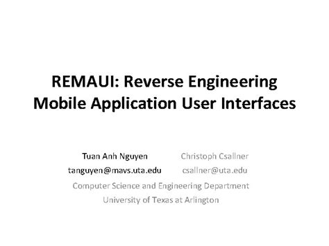 Remaui Reverse Engineering Mobile Application User Interfaces Tuan