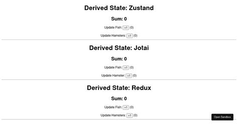 Ui State Demo Redux Zustand Jotai Native React Hooks Codesandbox
