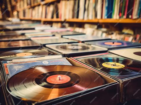 premium photo vintage vinyl records collection in cozy library setting