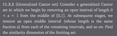 solved 11 3 2 generalized cantor set consider a