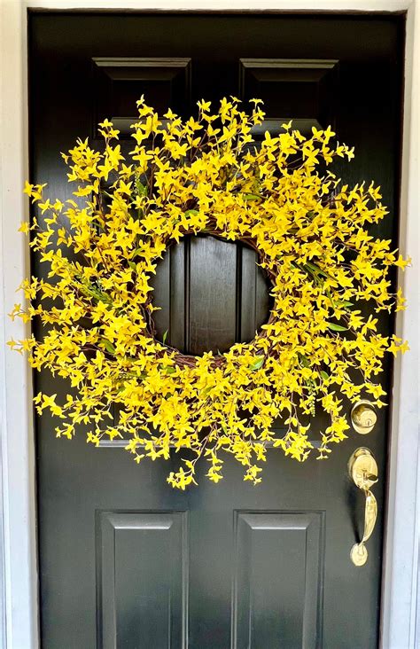 Spring Forsythia Wreath For Front Door Yellow Spring Wreath Etsy