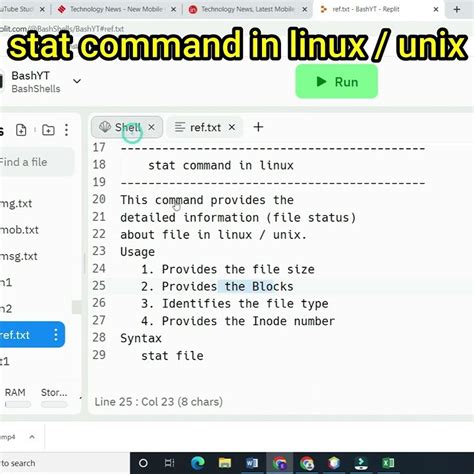 Stat Command In Linux Unix File Status In Linux Shorts Youtube