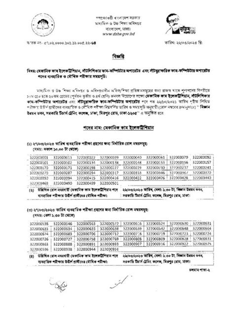 মাধ্যমিক ও উচ্চ শিক্ষা অধিদপ্তর ব্যবহারিক ও মৌখিক পরীক্ষার সময়সূচি ২০২৩