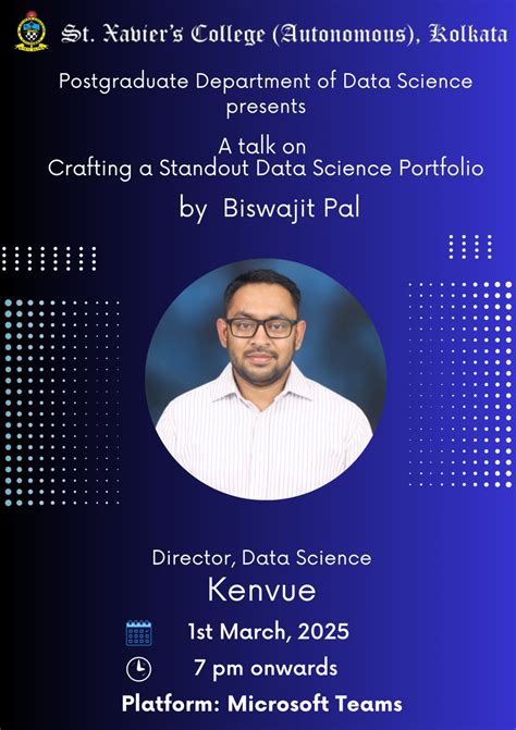 Datascience Portfoliobuilding Careergrowth Sxckolkata Kenvue Postgraduate Dept Of Data