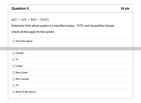 solved y t x t 4x t−5 u t determine if the above system