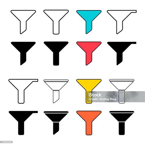 Set Of Filter Button Web Shape Icon Filtering Symbol Funnel Sign Vector Illustration Stock