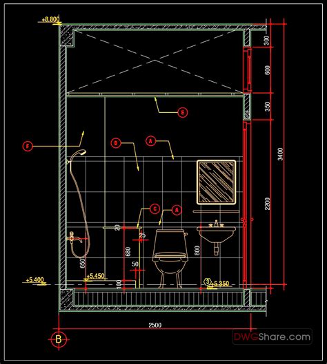 91 WC Layout Elevations Details AutoCAD Drawing Download