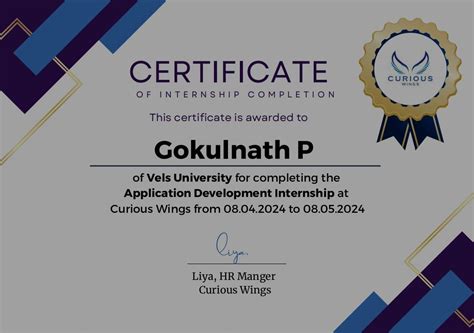 gokul nath on linkedin internship goals achivement appdevelopment