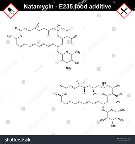 Natamycin Molecule Antibiotic Chemical Structure E235 Stock Vector