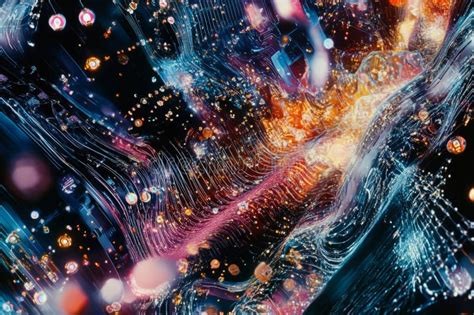Abstract Futuristic Representation Quantum Computing Featuring Glowing