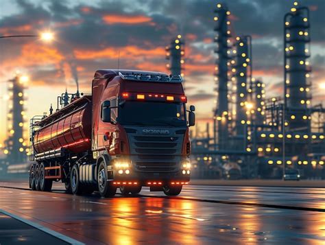 Premium Ai Image Truck Transporting Fuel From A Refinery