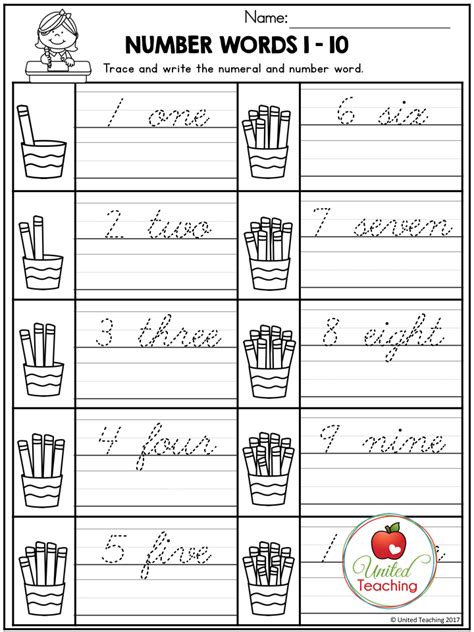 Reinforce Cursive Handwriting While Practising Counting And Number