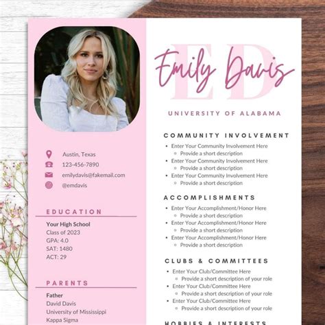 Sorority Resume Template With Photo Sorority Cover Letter Resume