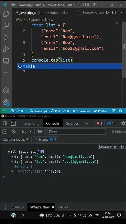 stop using console log use console table instead youtube