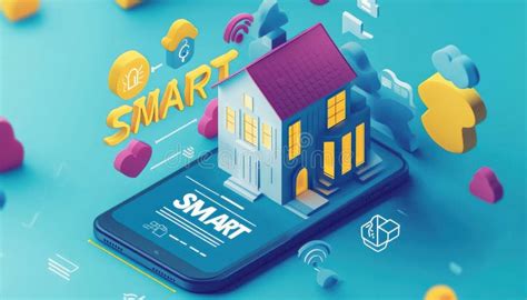 Futuristic Smart Home Technology Concept With A Digital House Interface And Mobile Phone