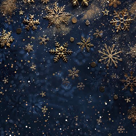 진한 파란색 흐림 나뭇잎 배경에 황금 윤기 눈송이 황금 반짝반짝 설화 배경 일러스트 및 사진 무료 다운로드 Pngtree