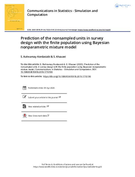 Pdf Prediction Of The Nonsampled Units In Survey Design With The Finite Population Using