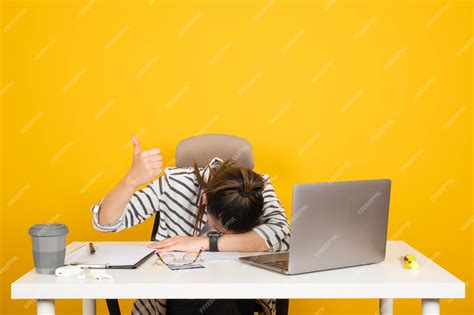 Premium Photo Tired Exhausted Office Worker Sit Sleep Laid Her Head Down On White Office Desk