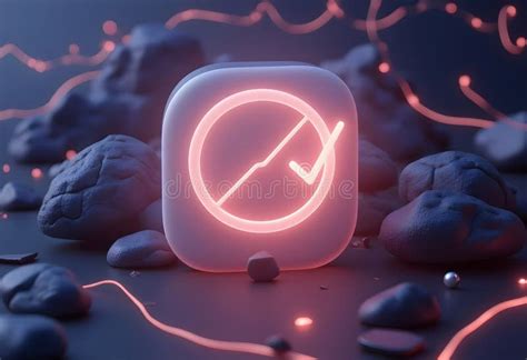 Neon Checkmark App Icon Glowing Minimalist 3d Design Stock