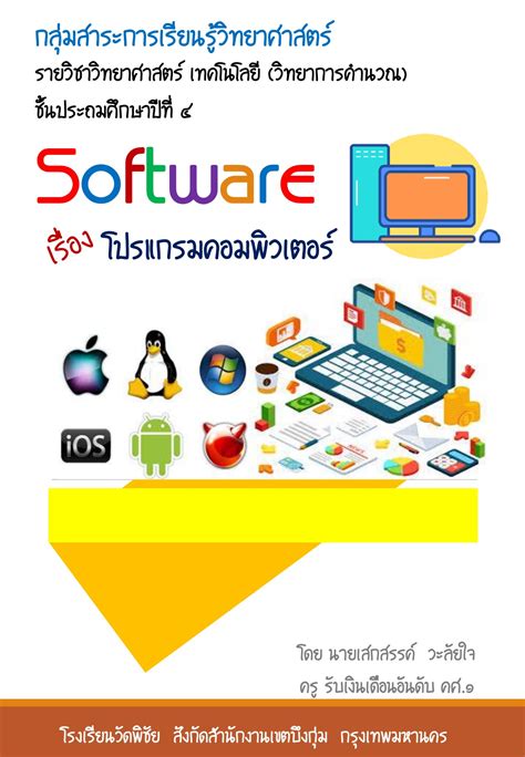 รายวิชาวิทยาศาสตร์ วิทยาการคำนวณ เรื่อง Software ห้องสมุดอิเล็กทรอนิกส์โรงเรียนวัดพิชัย เขต