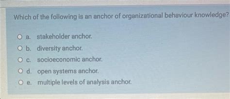 solved which of the following is an anchor of organizational