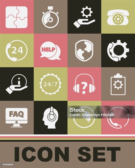 전화 24 시간 지원 서비스 체크리스트 손의 설정 말풍선 텍스트 도움말 퍼즐 조각 및 방패 아이콘을 설정합니다 벡터 0명에 대한 스톡 벡터 아트 및 기타 이미지 Istock