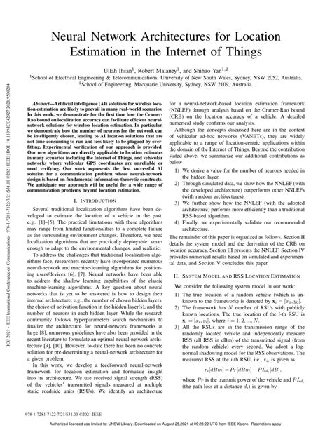 Pdf Neural Network Architectures For Location Estimation In The Internet Of Things