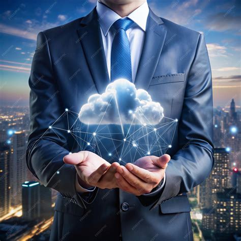 Cloud Computing Concept Businessman Hold Cloud Computing Icon And Connect To Cloud Data