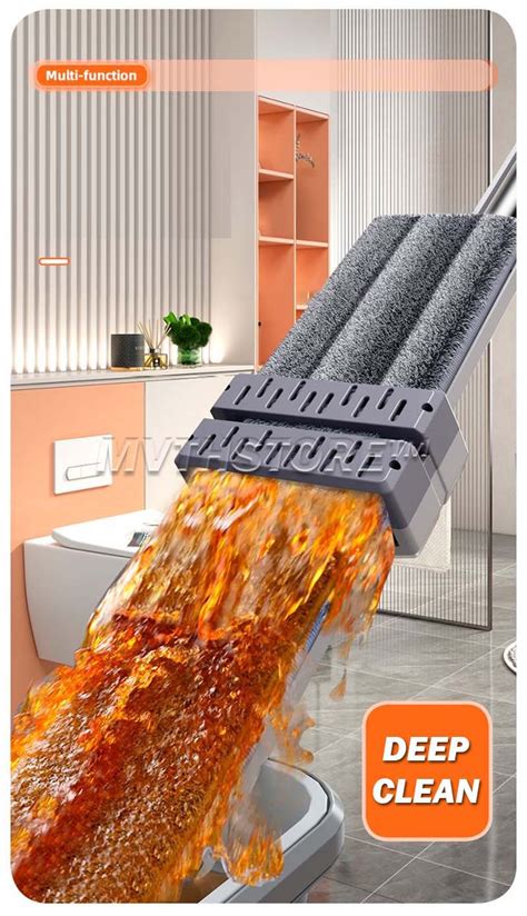 New 45CM Squeeze Mop Heavy Duty XL Size Mop Hands Free Self Wringing Microfiber Pads Flat