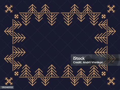 눈송이가 있는 아르 데코 프레임 크리스마스 선형 테두리 라인 아트 인사말 카드 메리 크리스마스와 새해 복 많이 받으세요 템플릿 디자인 1920 년대의 스타일 1930 년대