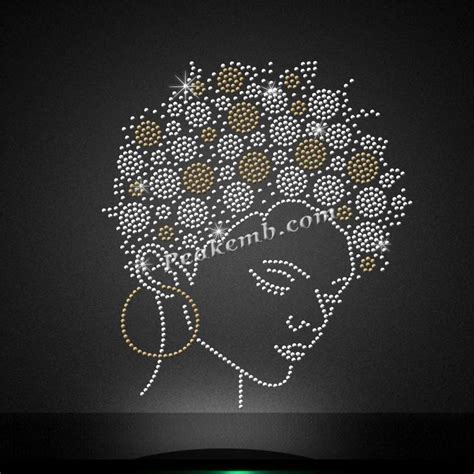 Afro Girl Ready To Print Rhinestone Transfers Peakemb In 2024 Afro