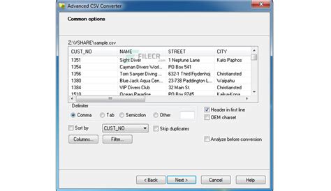 Advanced CSV Converter Free Download FileCR