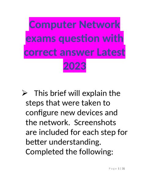Computer Network Exams Question With Correct Answer Latest Exams Information Technology