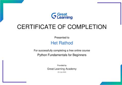Het Rathod On Linkedin Completed Python Fundamentals Course From Great Learning