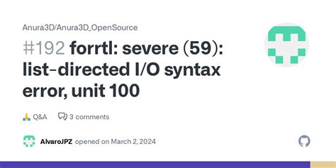 Forrtl Severe 59 List Directed Io Syntax Error Unit 100 · Anura3d