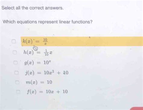 Solved Select All The Correct Answers Which Equations Represent