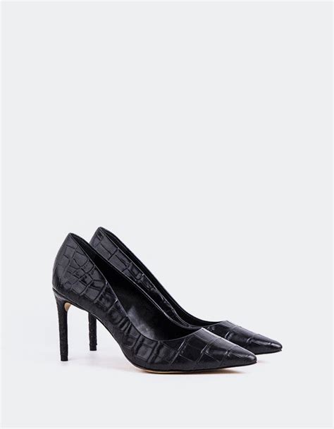 Lintervalle Zinnia Womens High Heel Pumps Black Croco