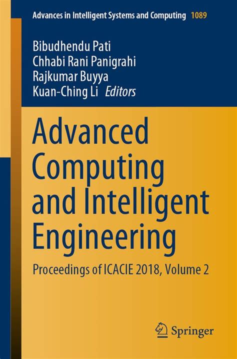 Advances In Intelligent Systems And Computing Advanced Computing And Intelligent Bol