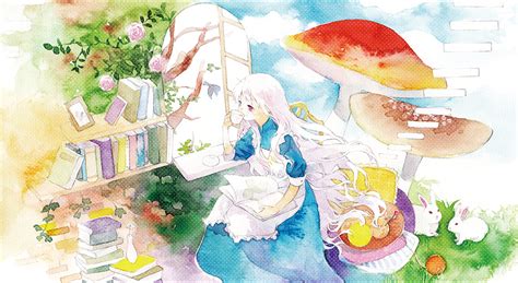 Base Moekon Kozakura Marry Kagerou Project 1girl Apron Blue Dress Book Book Stack
