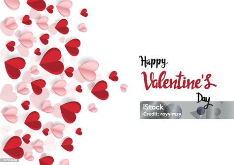 해피 발렌타인 데이 하루 흰색 바탕에 핑크색과 붉은 마음입니다 웨딩 카드 벽지입니다 벡터 일러스트 레이 션 결혼식에 대한 스톡 벡터 아트 및 기타 이미지 Istock