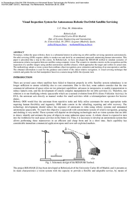 Pdf Visual Inspection System For Autonomous Robotic On Orbit