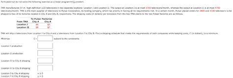 Solved Formulate But Do Not Solve The Following Exercise As Chegg