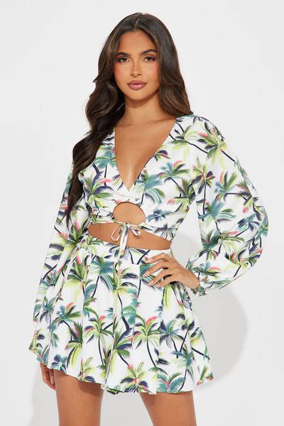 Lilly Tropical Short Set Ivorycombo Fashion Nova