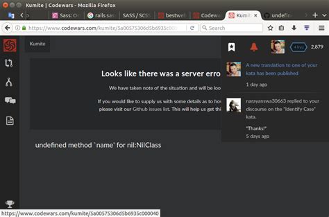 Undefined Method Name For Nil NilClass When Opening A Notification Issue Codewars