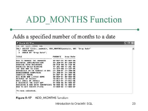 Selected Singlerow Functions Introduction To Oracle 9 I