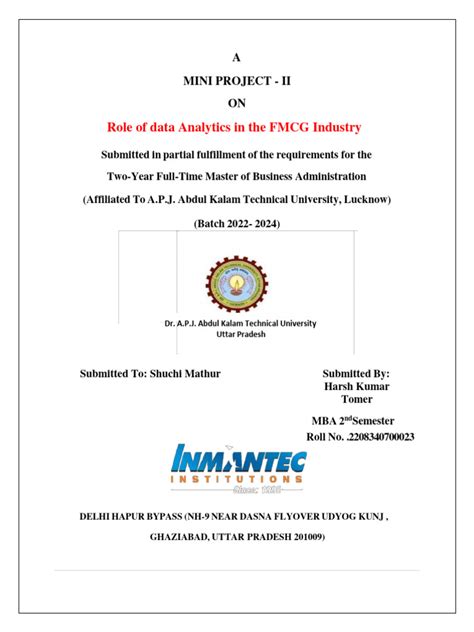 Harsh Kumar Tomer Mini Project 2 Pdf Analytics Predictive Analytics