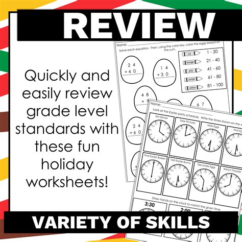 1st Grade Easter Math Review Packet Of Easter Math Activities For First