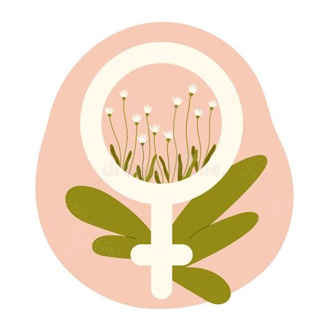Female Gender Symbol With Flowers And Leaves Gender Equality And Self