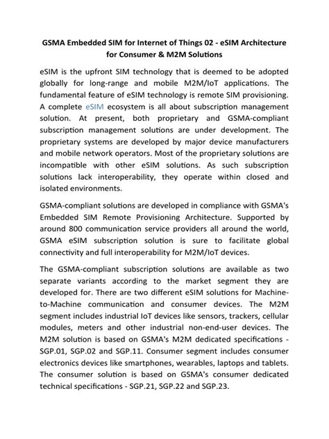 Tch02 Esim Architecture For Consumer And M2m Solution Pdf Internet Of Things Computing